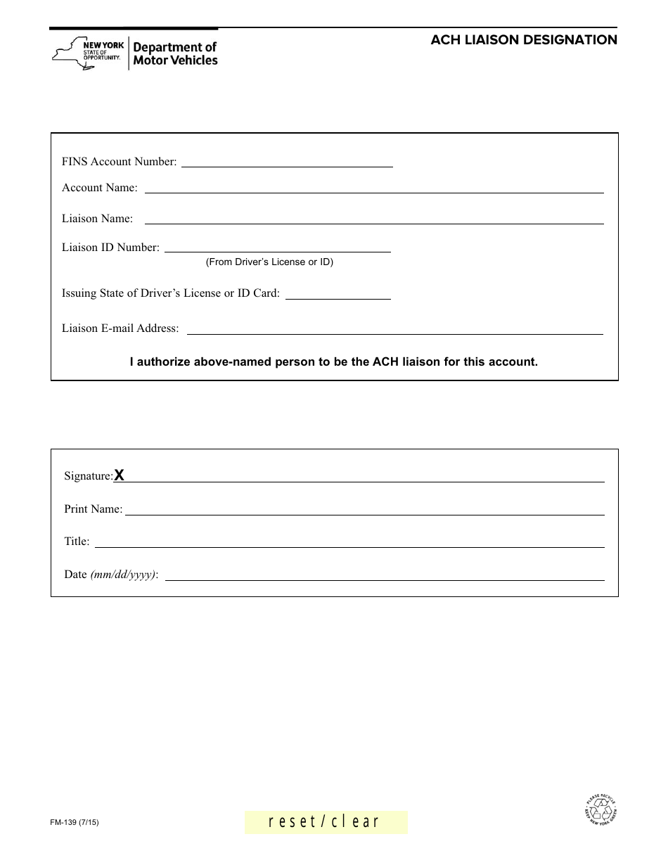 Form FM-139 - Fill Out, Sign Online and Download Fillable PDF, New York ...