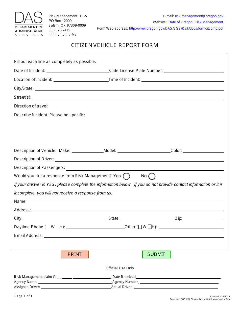 Form EGS-RM - Fill Out, Sign Online and Download Fillable PDF, Oregon ...