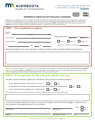 Minnesota Experience Verification Form (CPA Licensure) Download ...