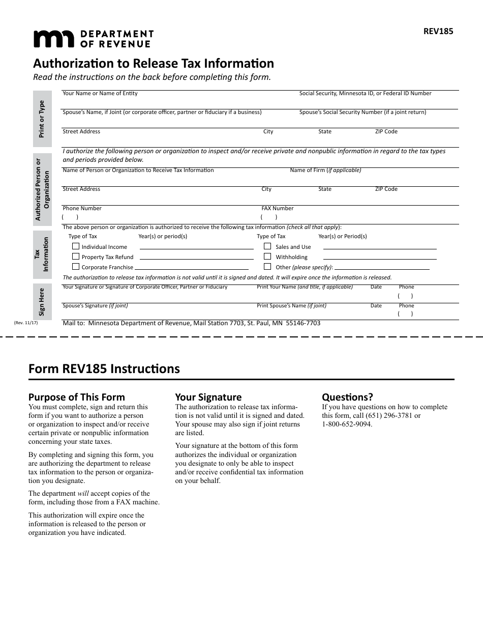 Form REV185 - Fill Out, Sign Online and Download Printable PDF ...