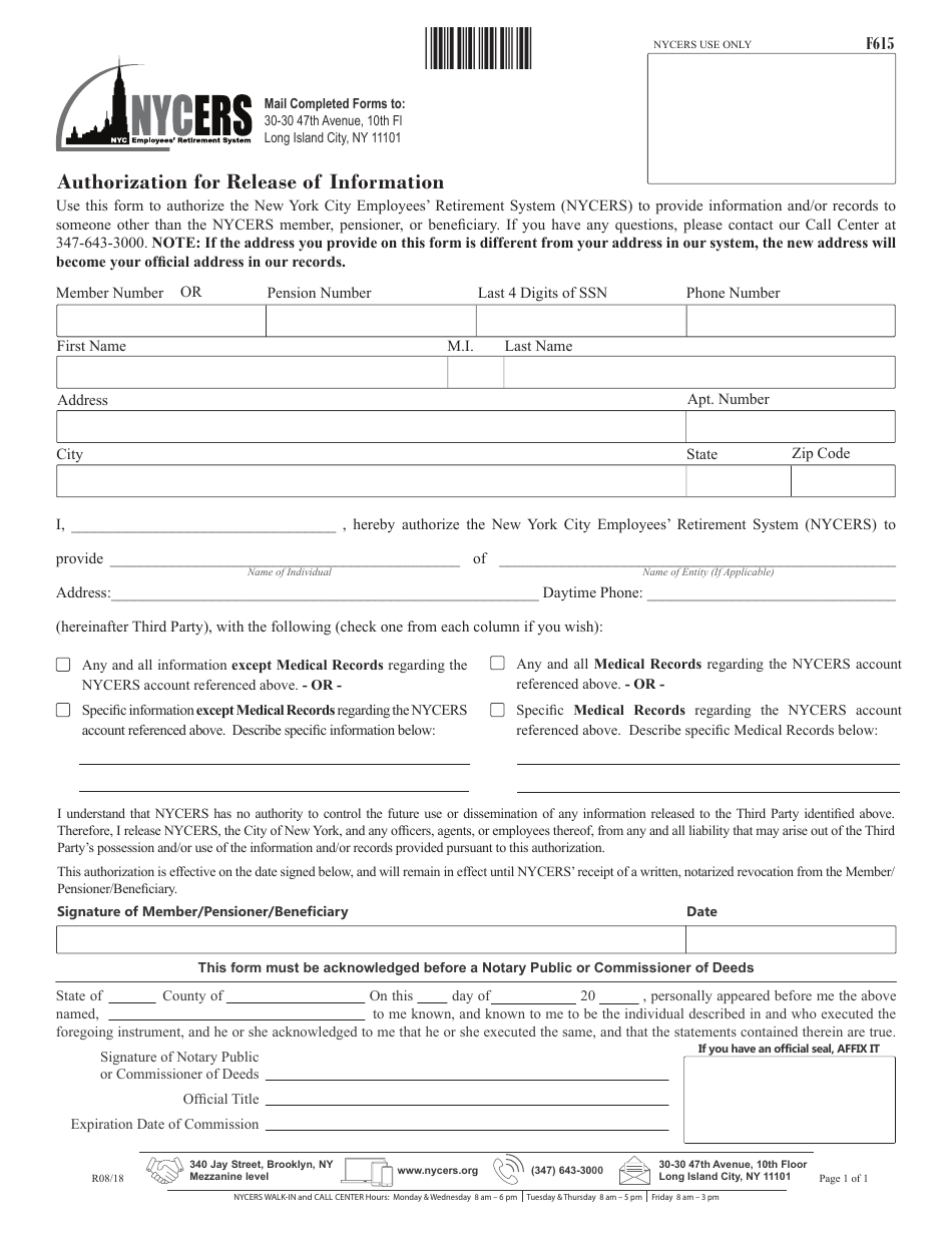 Form 615 - Fill Out, Sign Online and Download Printable PDF, New York City | Templateroller
