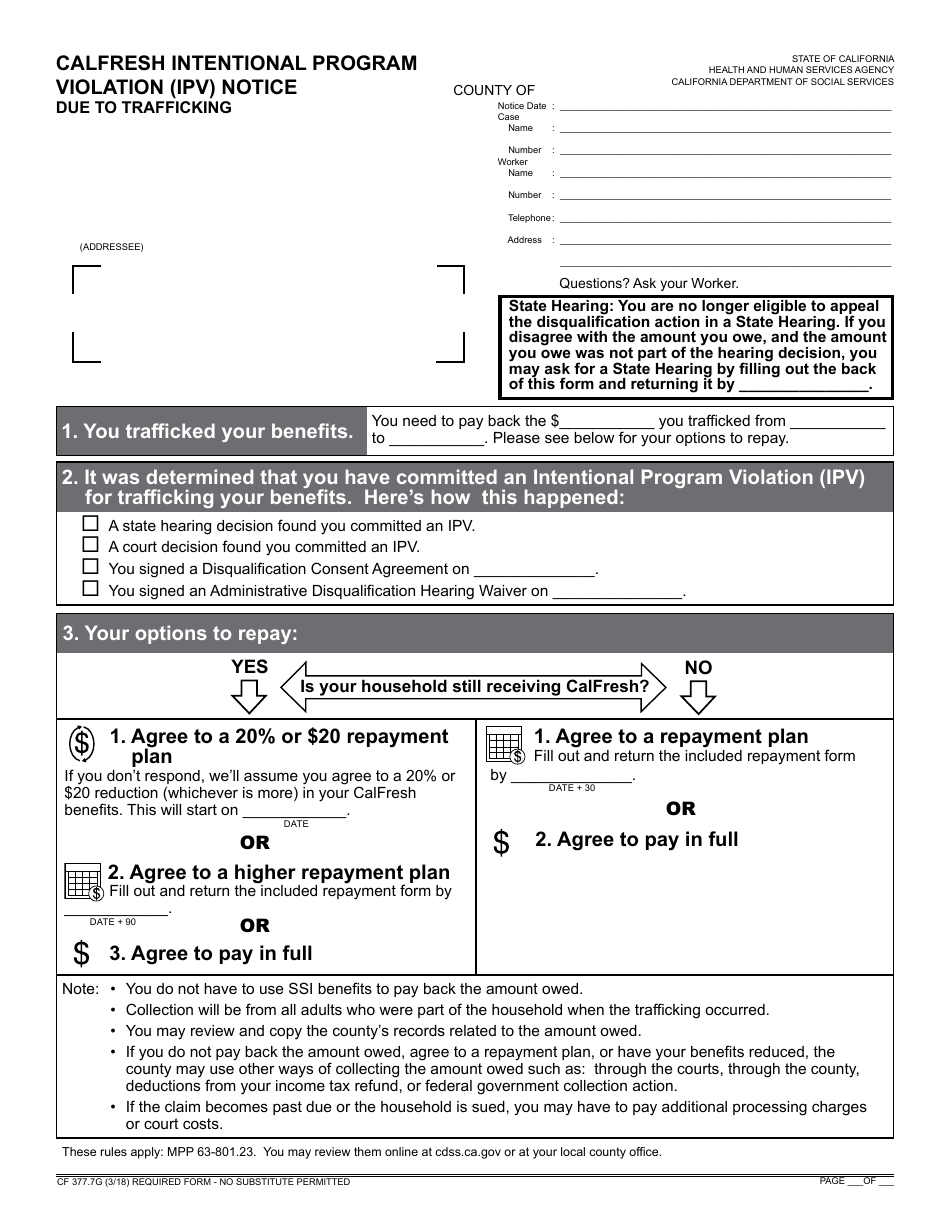 Form CF377.7G - Fill Out, Sign Online and Download Fillable PDF ...