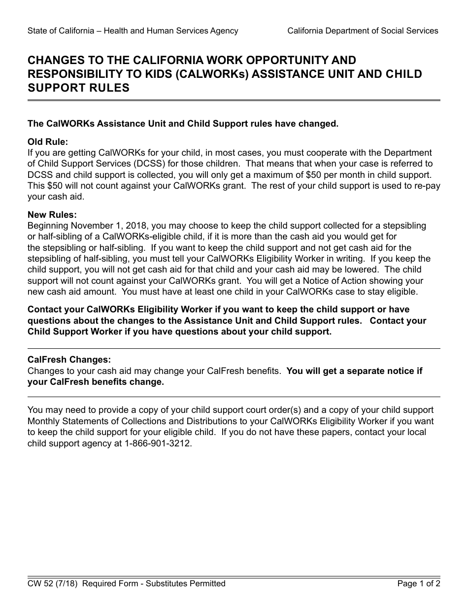 Form CW52 - Fill Out, Sign Online and Download Fillable PDF, California ...