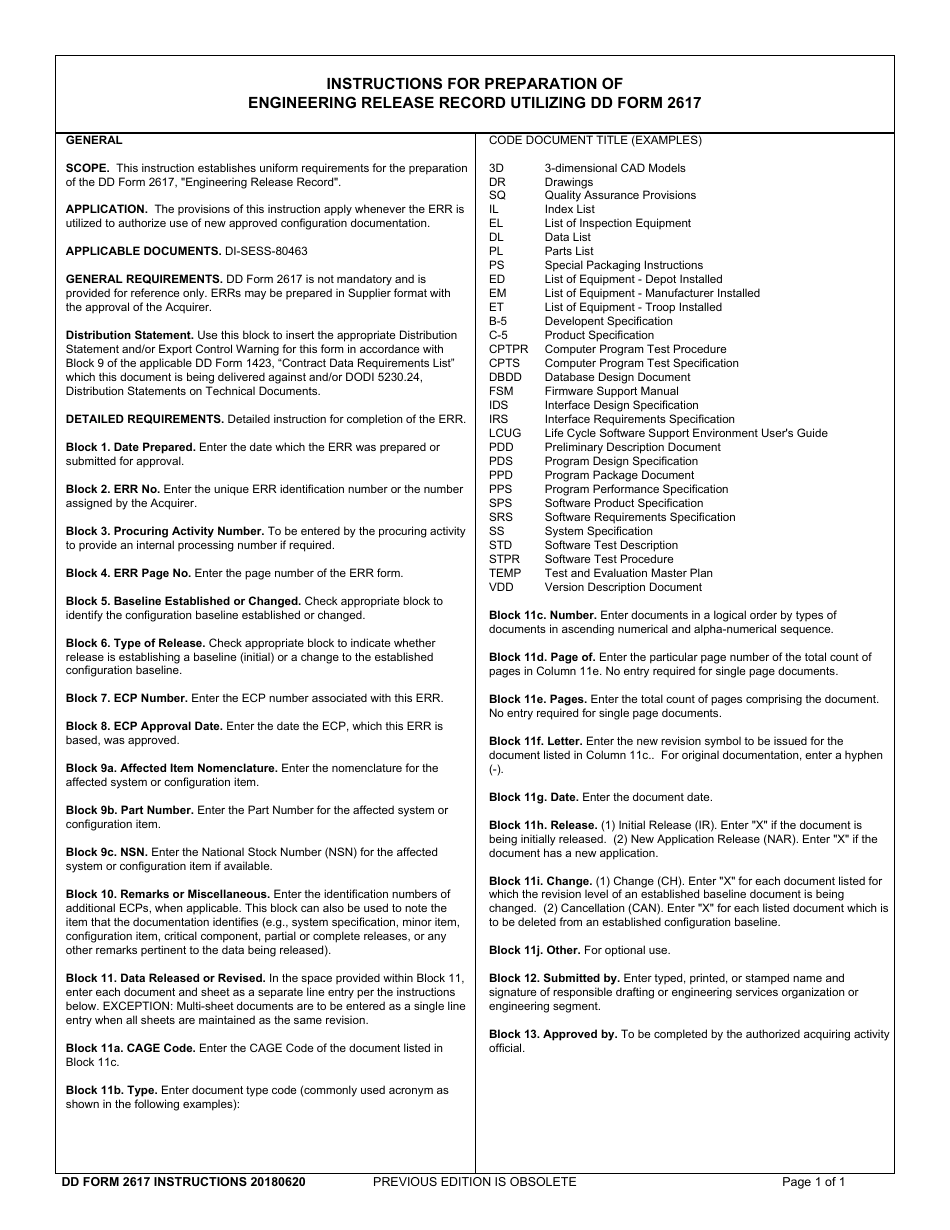 Download Instructions for DD Form 2617 Preparation of Engineering ...