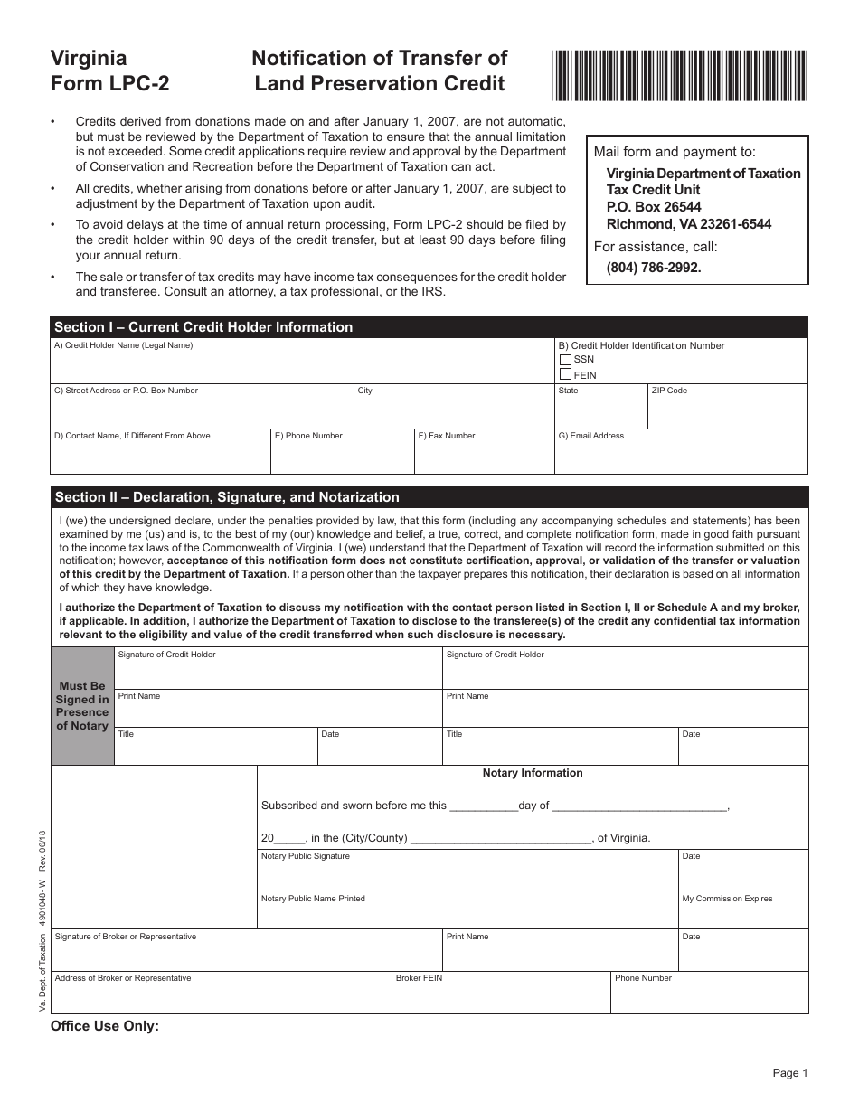 Form LPC-2 - Fill Out, Sign Online and Download Fillable PDF, Virginia ...