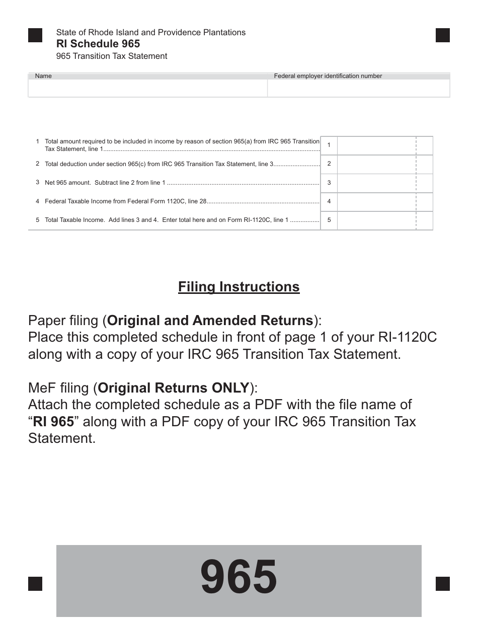 Rhode Island Transition Tax Statement - Fill Out, Sign Online and ...