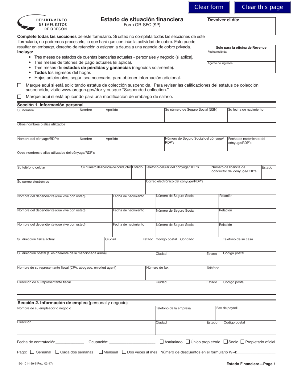 Formulario 150-101-159-5 (OR-SFC) - Fill Out, Sign Online and Download ...