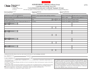 Form CAT AR Download Fillable PDF or Fill Online Add/Remove Cat Ar a ...