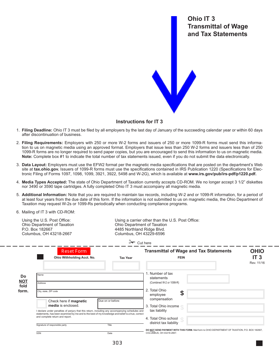 Form IT3 - Fill Out, Sign Online and Download Fillable PDF, Ohio ...