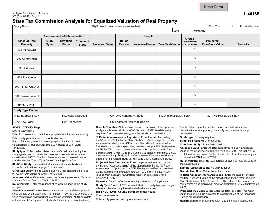 Form 603 - Fill Out, Sign Online and Download Fillable PDF, Michigan ...