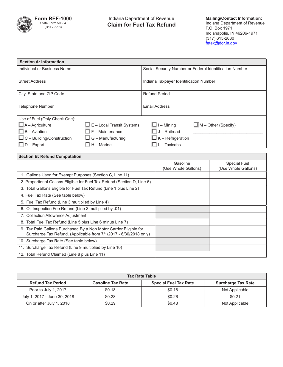 State Form 50854 (REF-1000) - Fill Out, Sign Online and Download ...