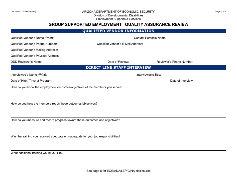 Form DDD-1402C FORFF - Fill Out, Sign Online and Download Fillable PDF ...