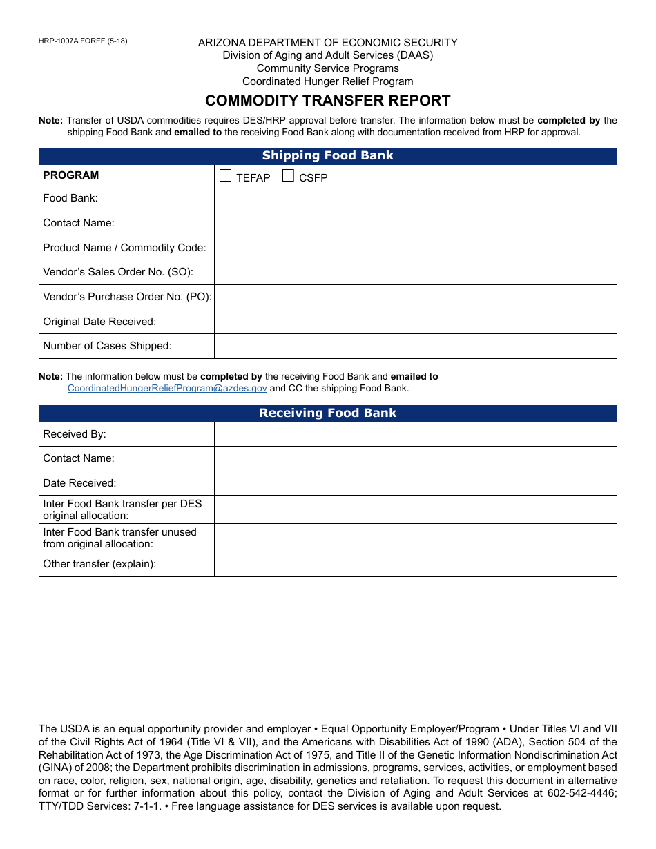 Form HRP-1007A FORFF - Fill Out, Sign Online and Download Fillable PDF ...