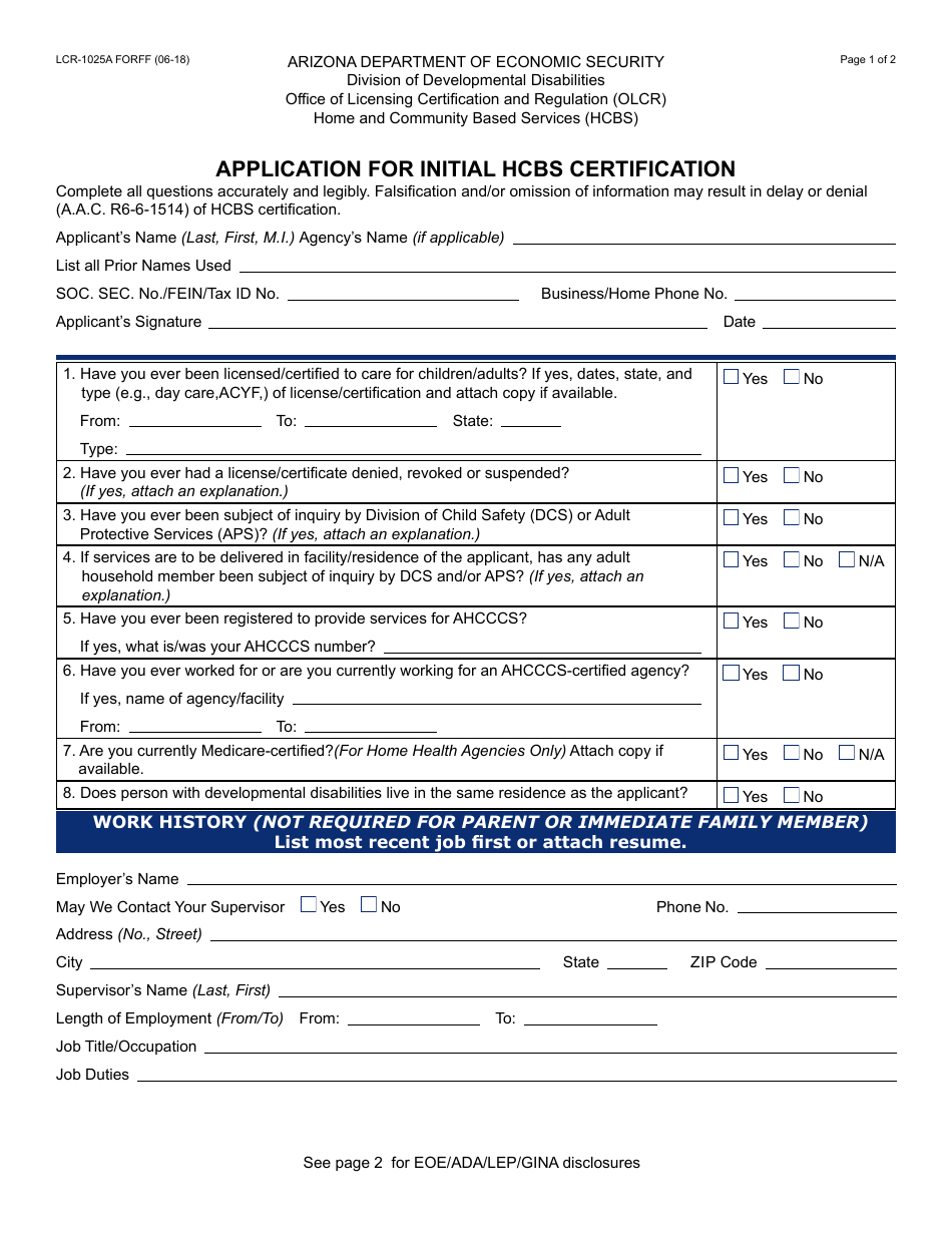 Form LCR-1025A FORFF - Fill Out, Sign Online and Download Fillable PDF ...