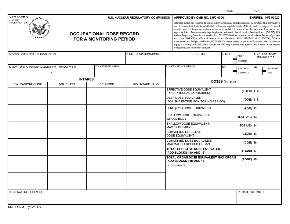 NRC Form 5 - Fill Out, Sign Online and Download Fillable PDF ...