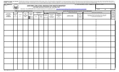 NRC Form 541 Download Fillable PDF or Fill Online Uniform Low-Level ...