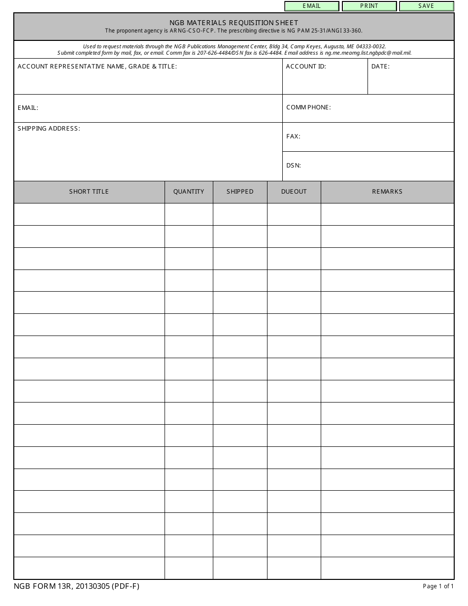 NGB Form 13R - Fill Out, Sign Online and Download Fillable PDF ...