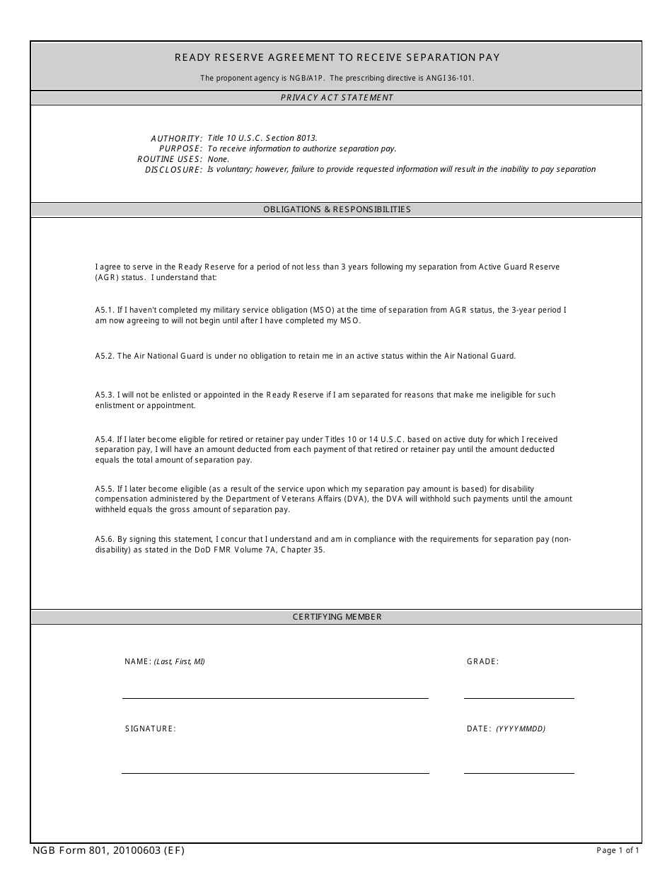 NGB Form 801 - Fill Out, Sign Online and Download Fillable PDF ...