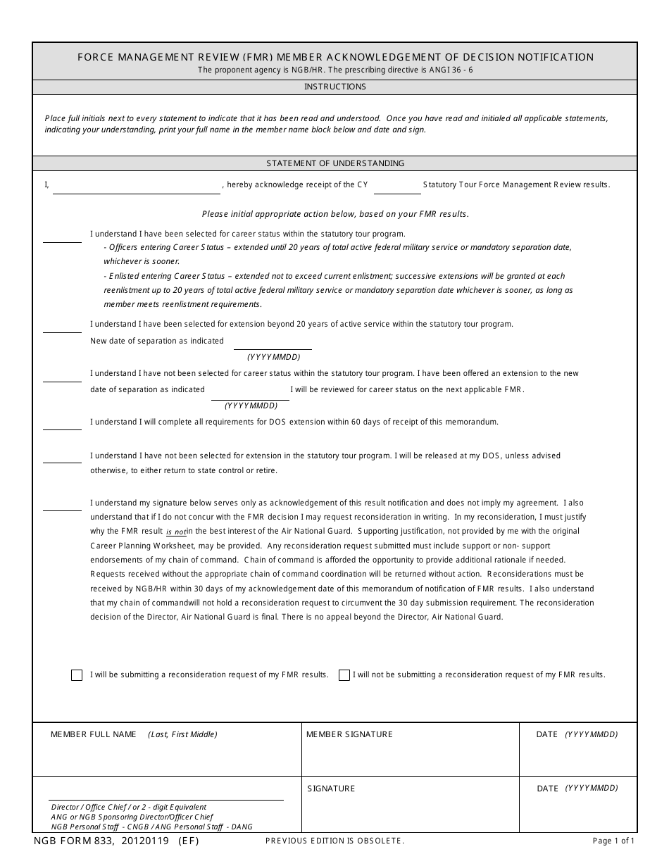 NGB Form 833 - Fill Out, Sign Online and Download Printable PDF ...
