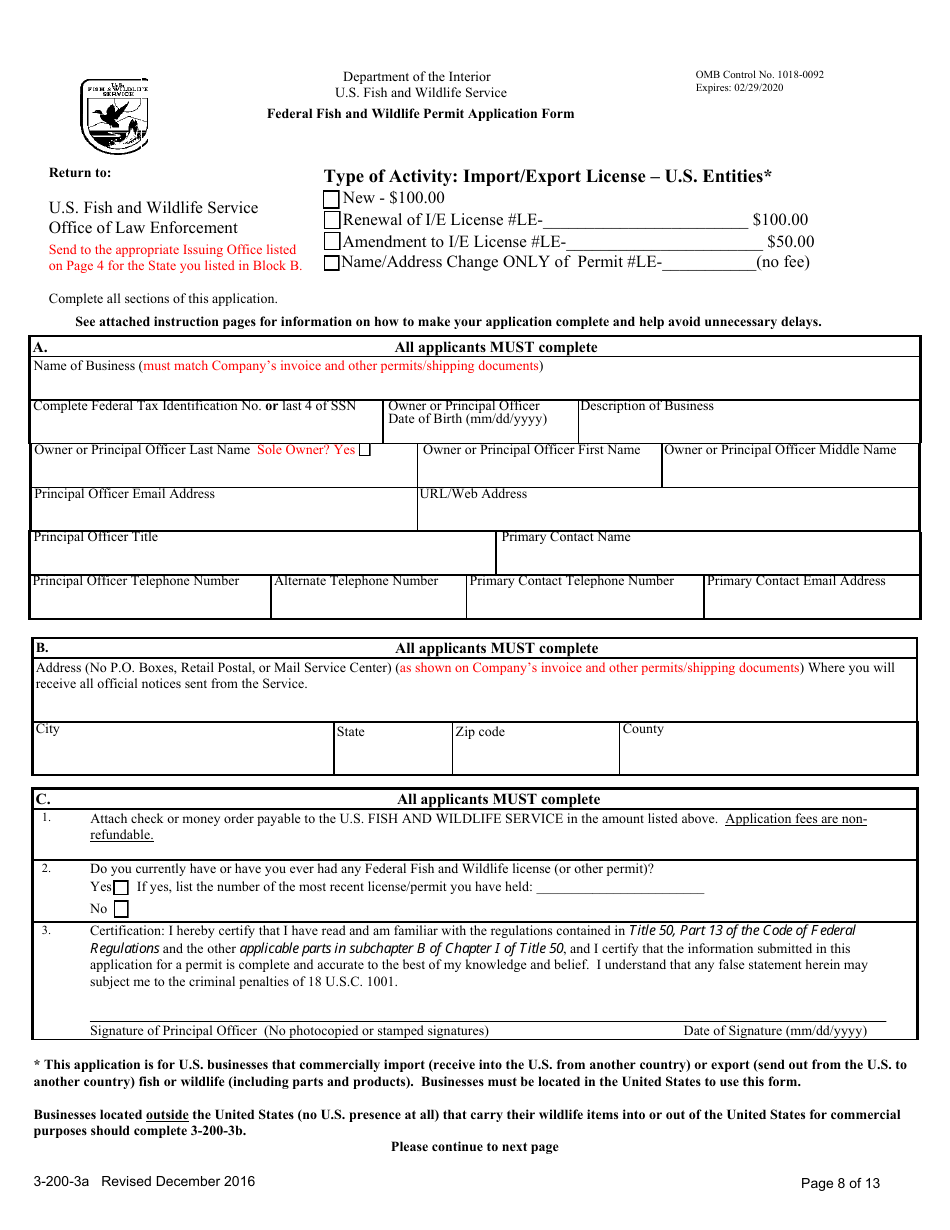 FWS Form 3-200-3A - Fill Out, Sign Online and Download Fillable PDF ...