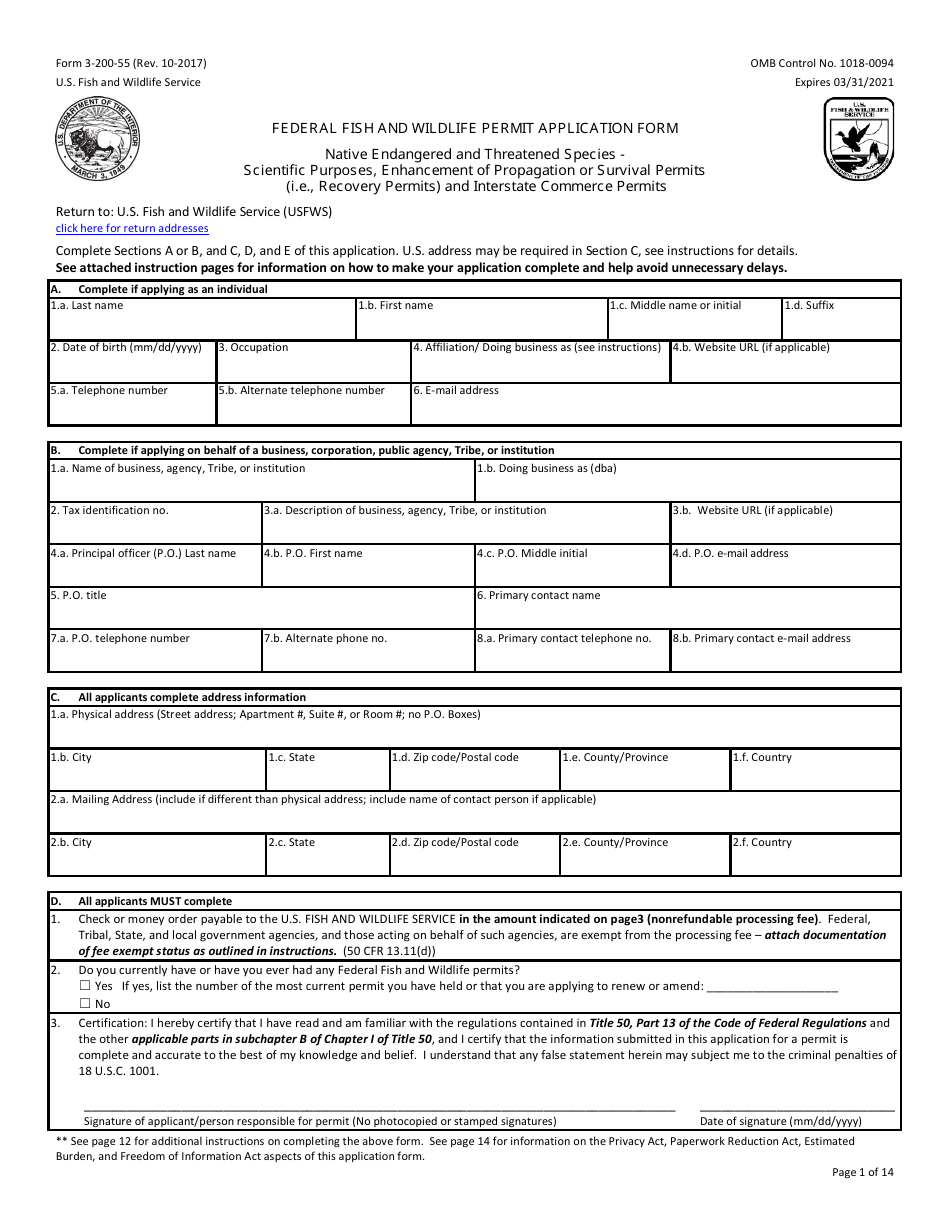 FWS Form 3-200-55 - Fill Out, Sign Online and Download Fillable PDF ...