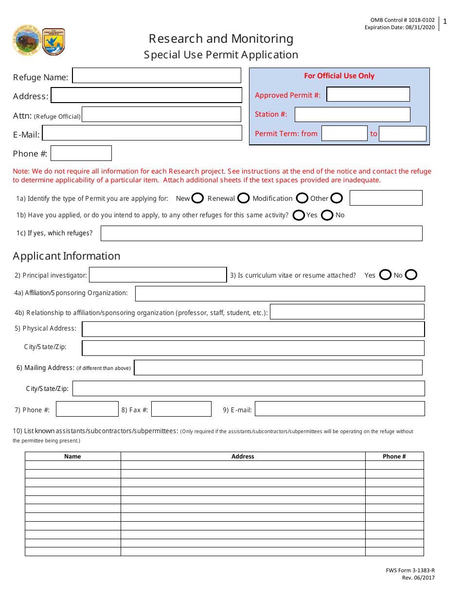 FWS Form 3-1383-R - Fill Out, Sign Online and Download Fillable PDF ...