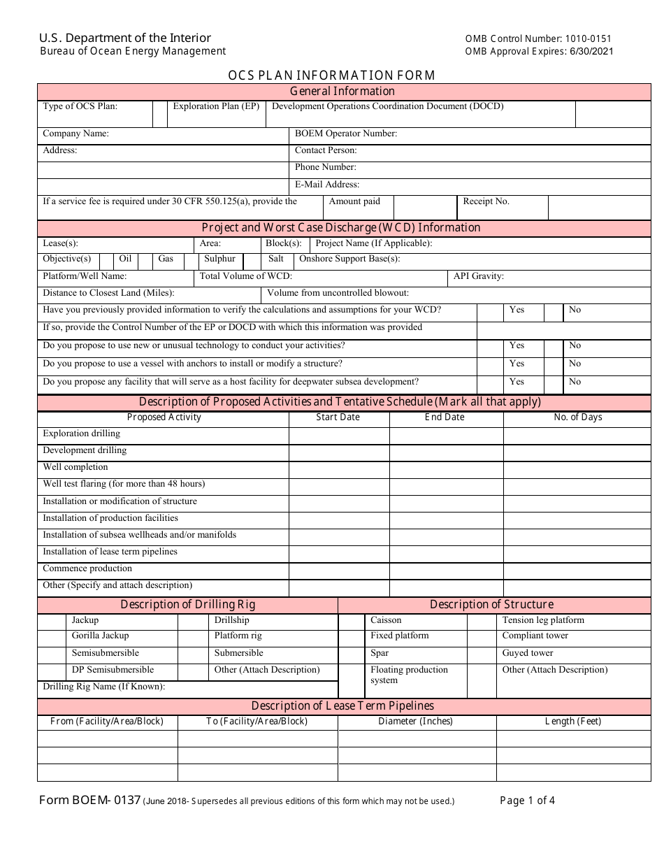 Form BOEM-0137 - Fill Out, Sign Online and Download Fillable PDF ...