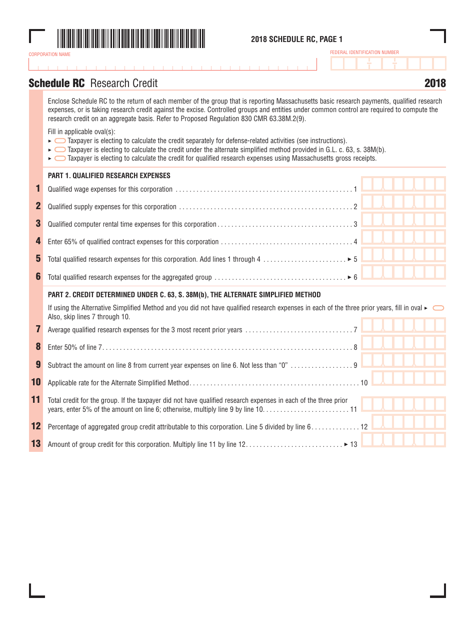 2018 Massachusetts Research Credit - Fill Out, Sign Online and Download ...