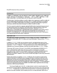 Download Instructions for Form 2400A Reaffirmation Documents PDF ...