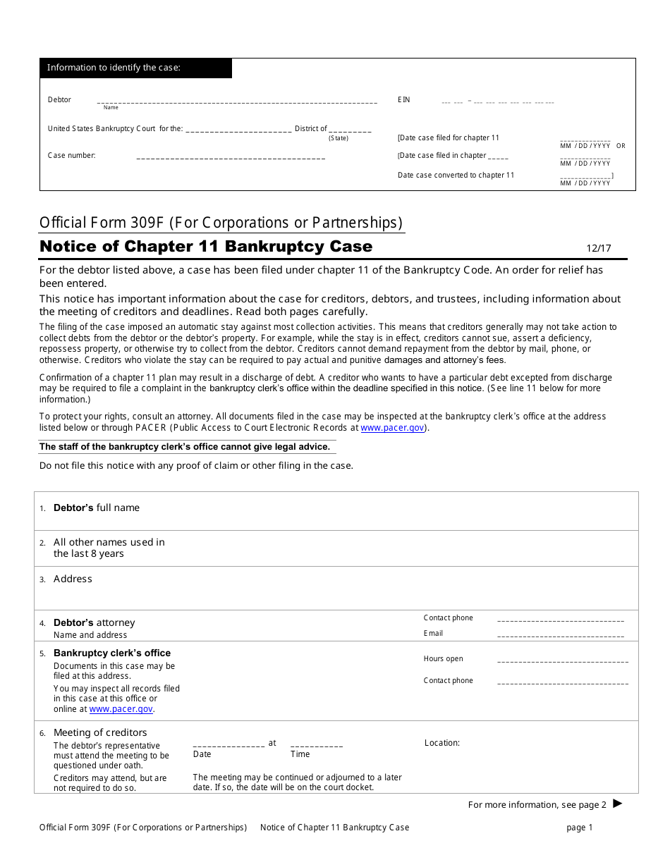 Form 309F - Fill Out, Sign Online and Download Printable PDF ...