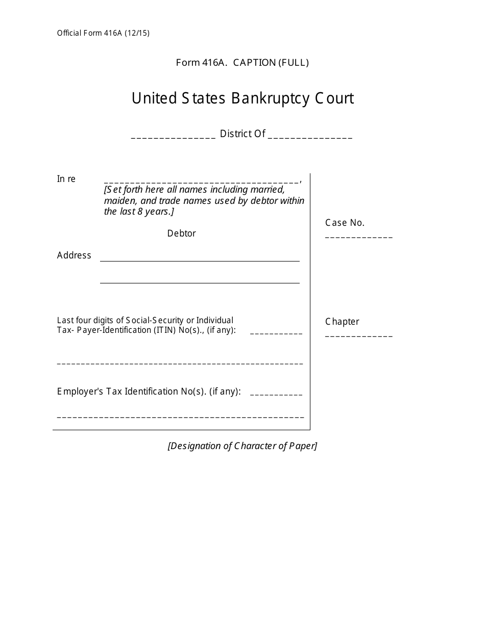 Official Form 416A - Fill Out, Sign Online and Download Printable PDF ...