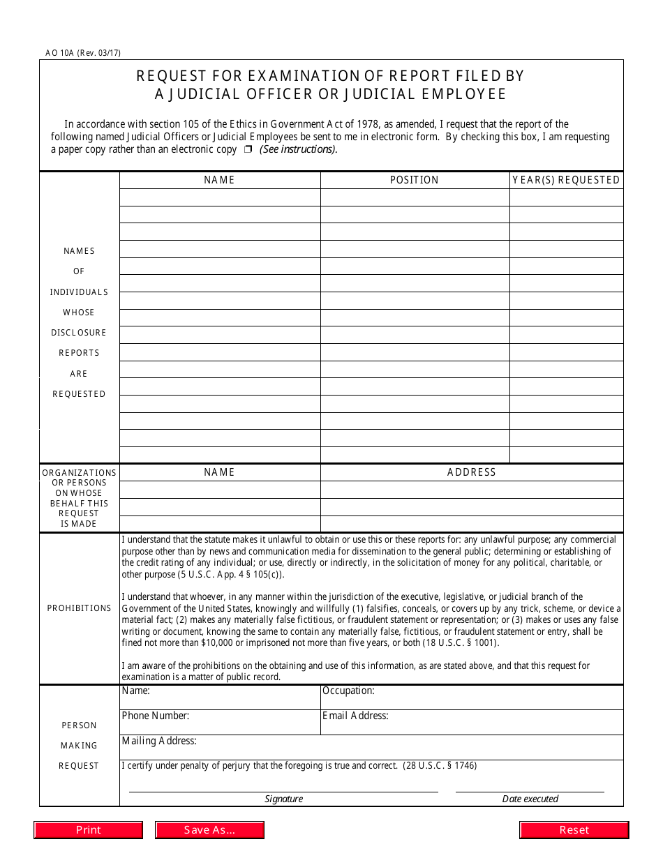 Form AO10A - Fill Out, Sign Online and Download Fillable PDF ...