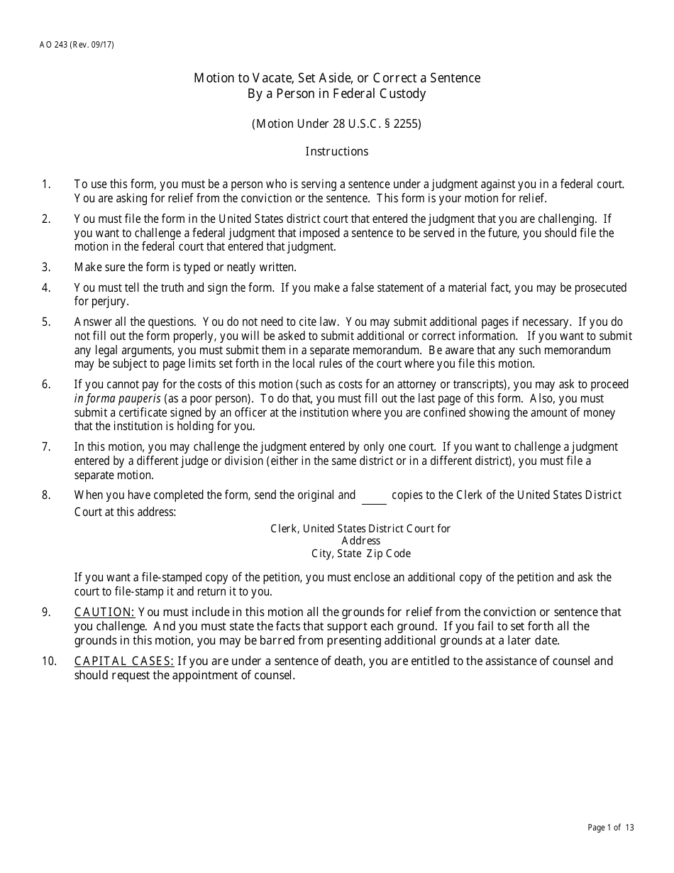 Form AO243 - Fill Out, Sign Online and Download Fillable PDF ...
