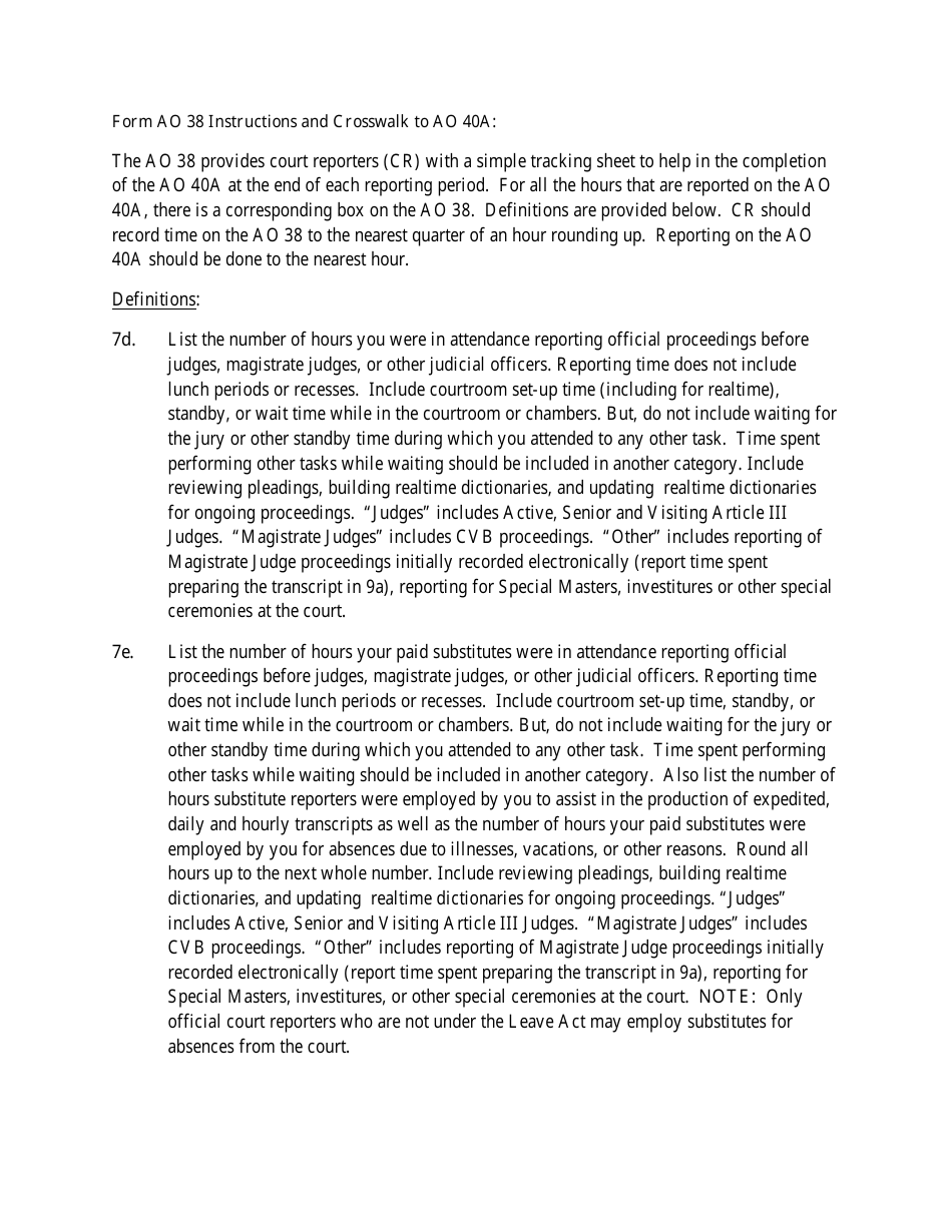 Download Instructions for Form AO38, AO40A PDF | Templateroller