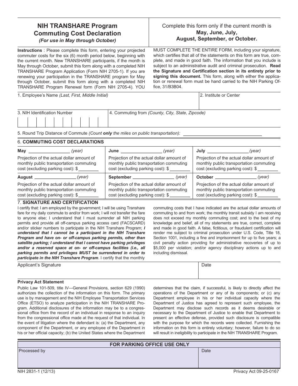 Form NIH2831-1 - Fill Out, Sign Online and Download Fillable PDF ...