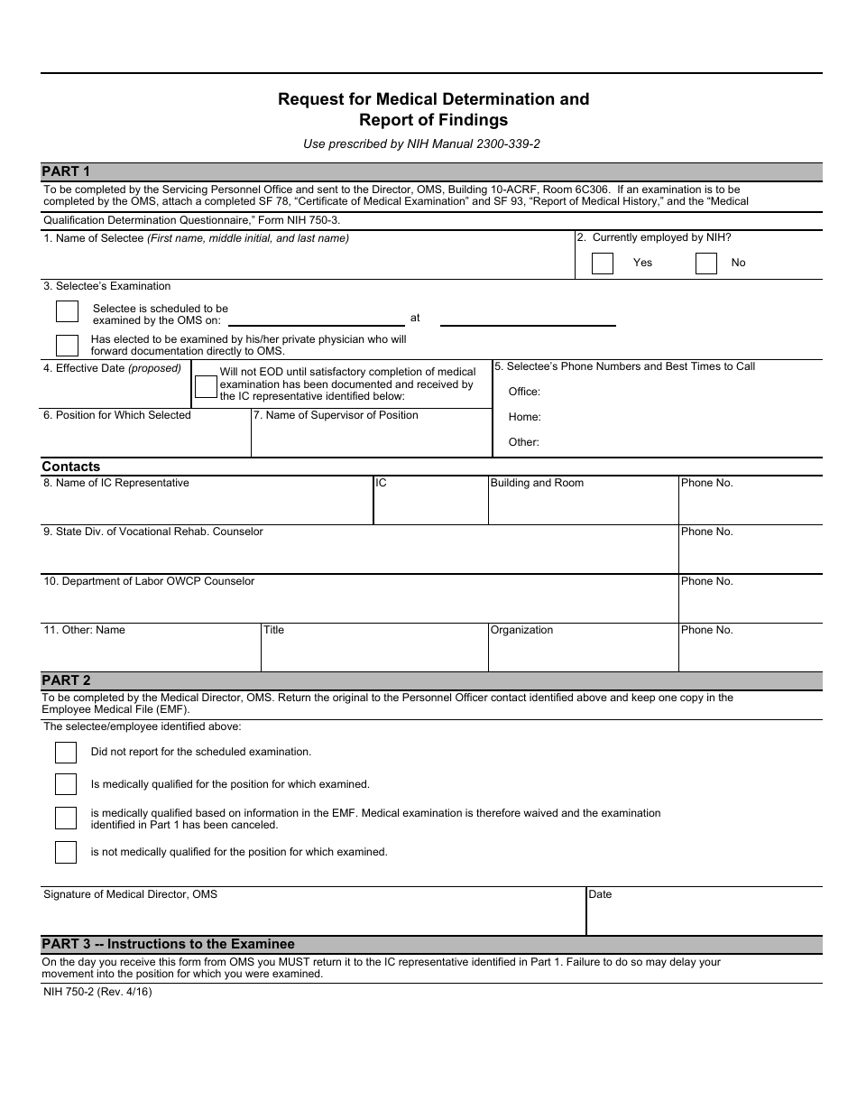 Form NIH750-2 - Fill Out, Sign Online and Download Fillable PDF ...