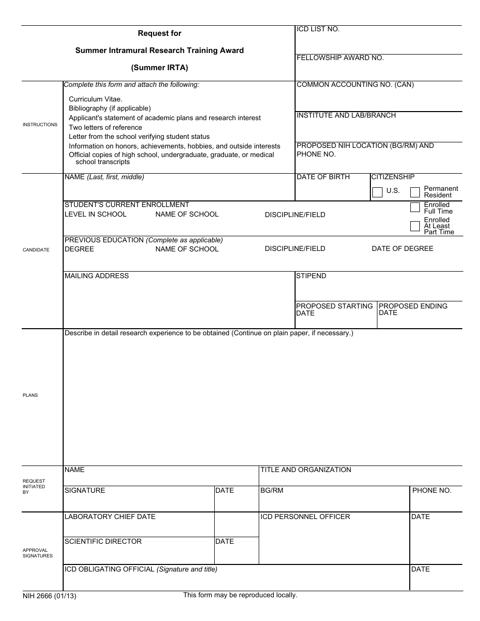 Form NIH-2666 - Fill Out, Sign Online and Download Fillable PDF ...