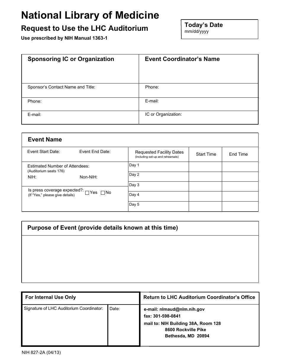 Form NIH-827-2A - Fill Out, Sign Online and Download Fillable PDF ...