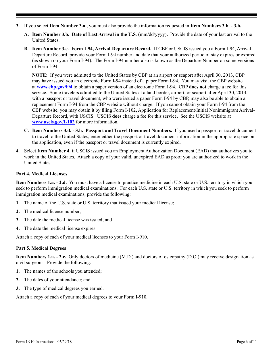Download Instructions for USCIS Form I-910 Application for Civil Surgeon Designation PDF ...