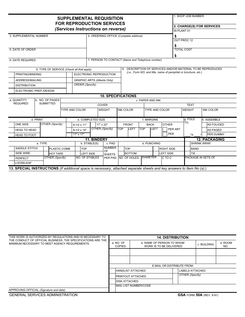GSA Form 50A - Fill Out, Sign Online and Download Fillable PDF ...