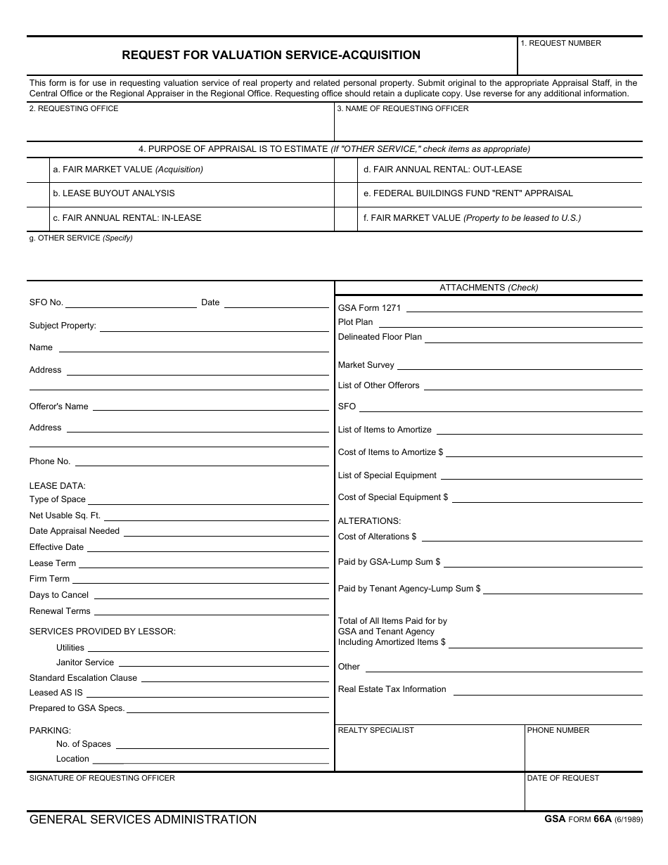 GSA Form 66A - Fill Out, Sign Online and Download Fillable PDF ...