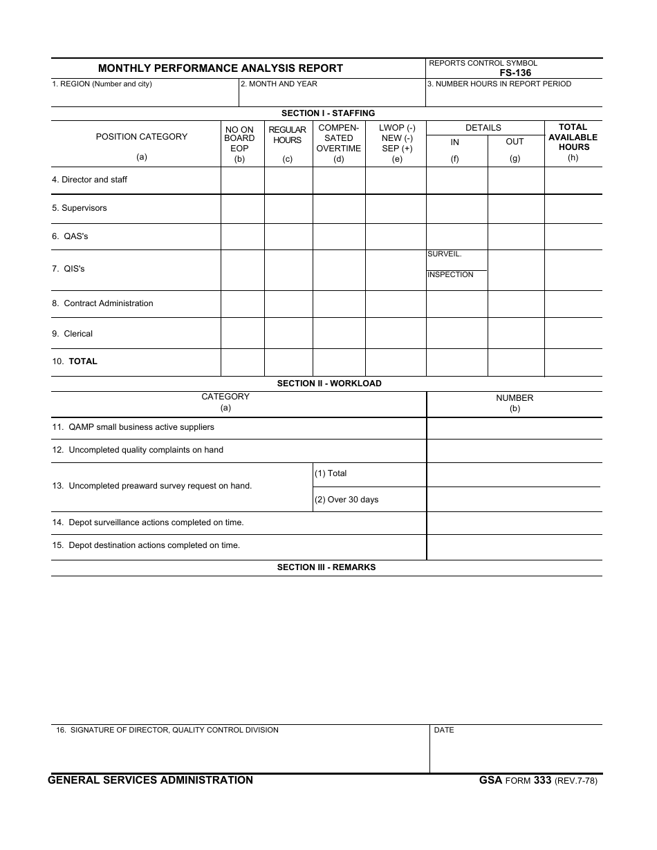 GSA Form 333 - Fill Out, Sign Online and Download Fillable PDF ...