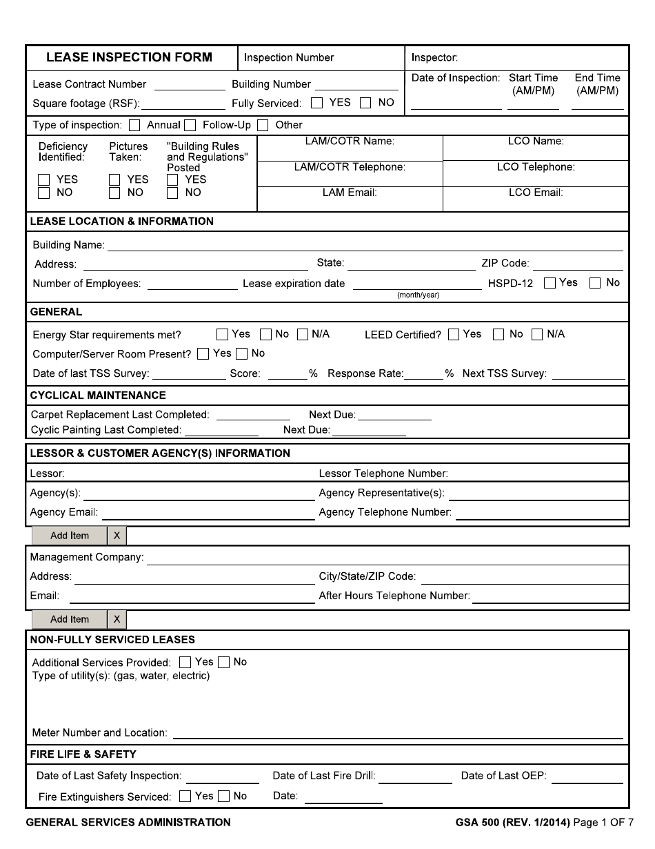GSA Form 500 - Fill Out, Sign Online and Download Fillable PDF ...
