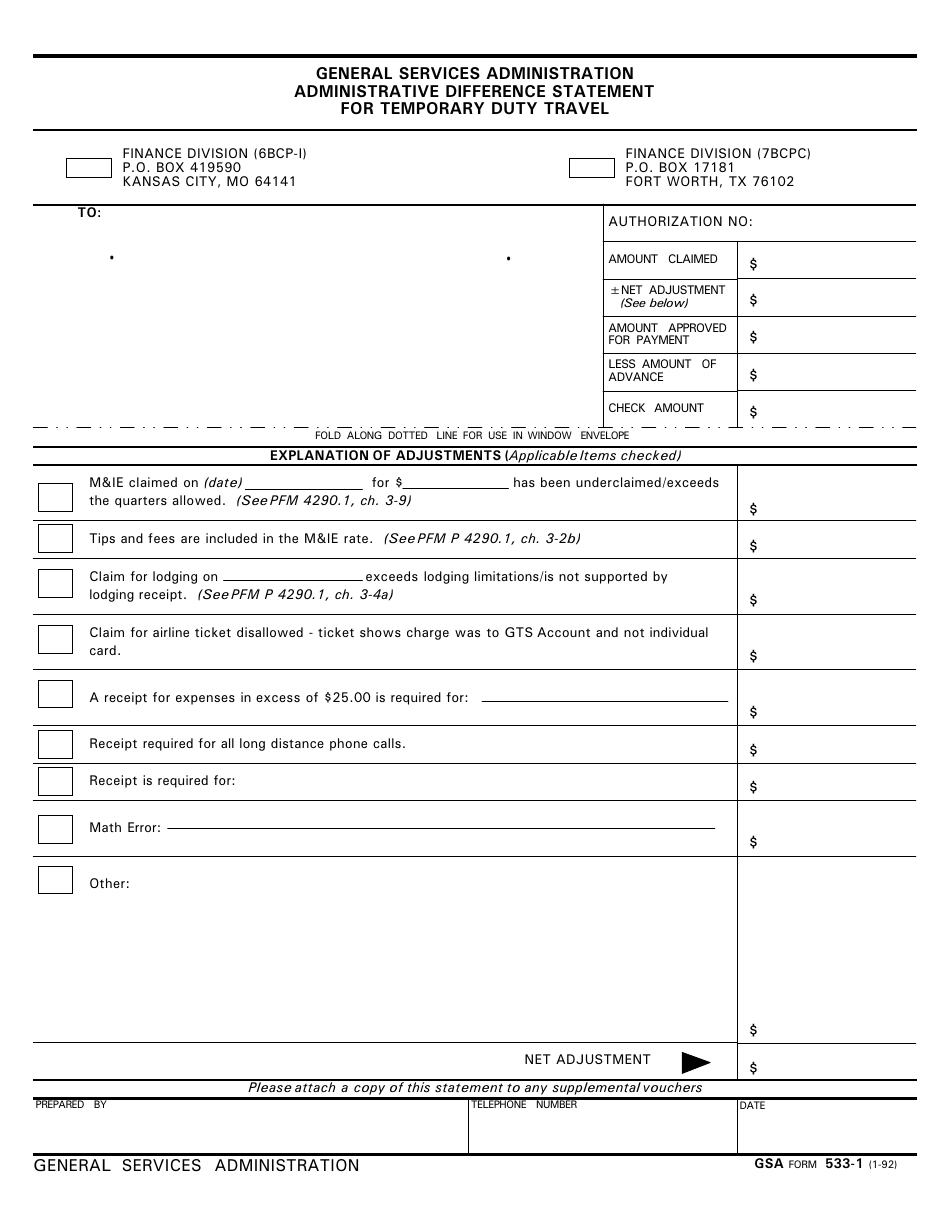 GSA Form 533-1 - Fill Out, Sign Online and Download Printable PDF ...