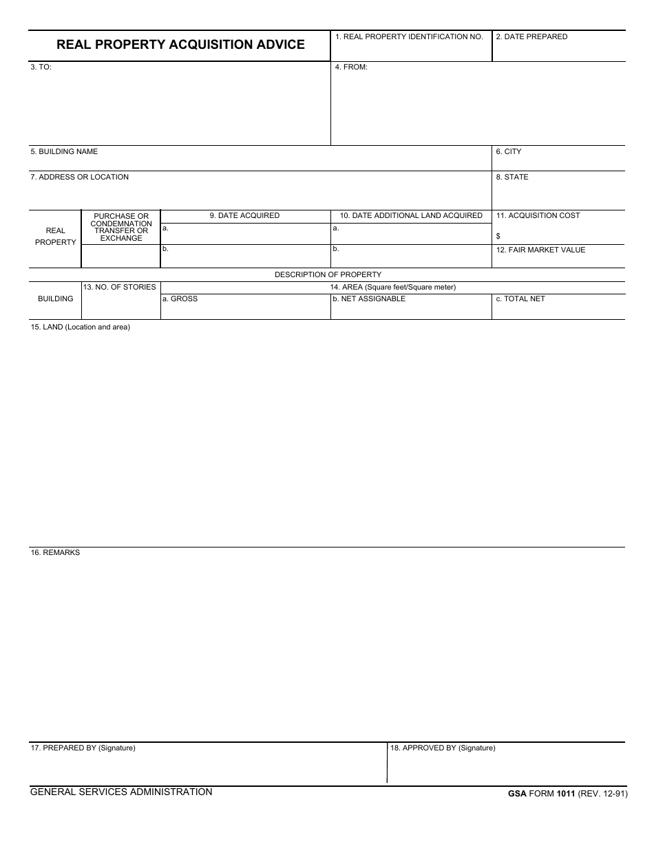 GSA Form 1011 - Fill Out, Sign Online and Download Fillable PDF ...