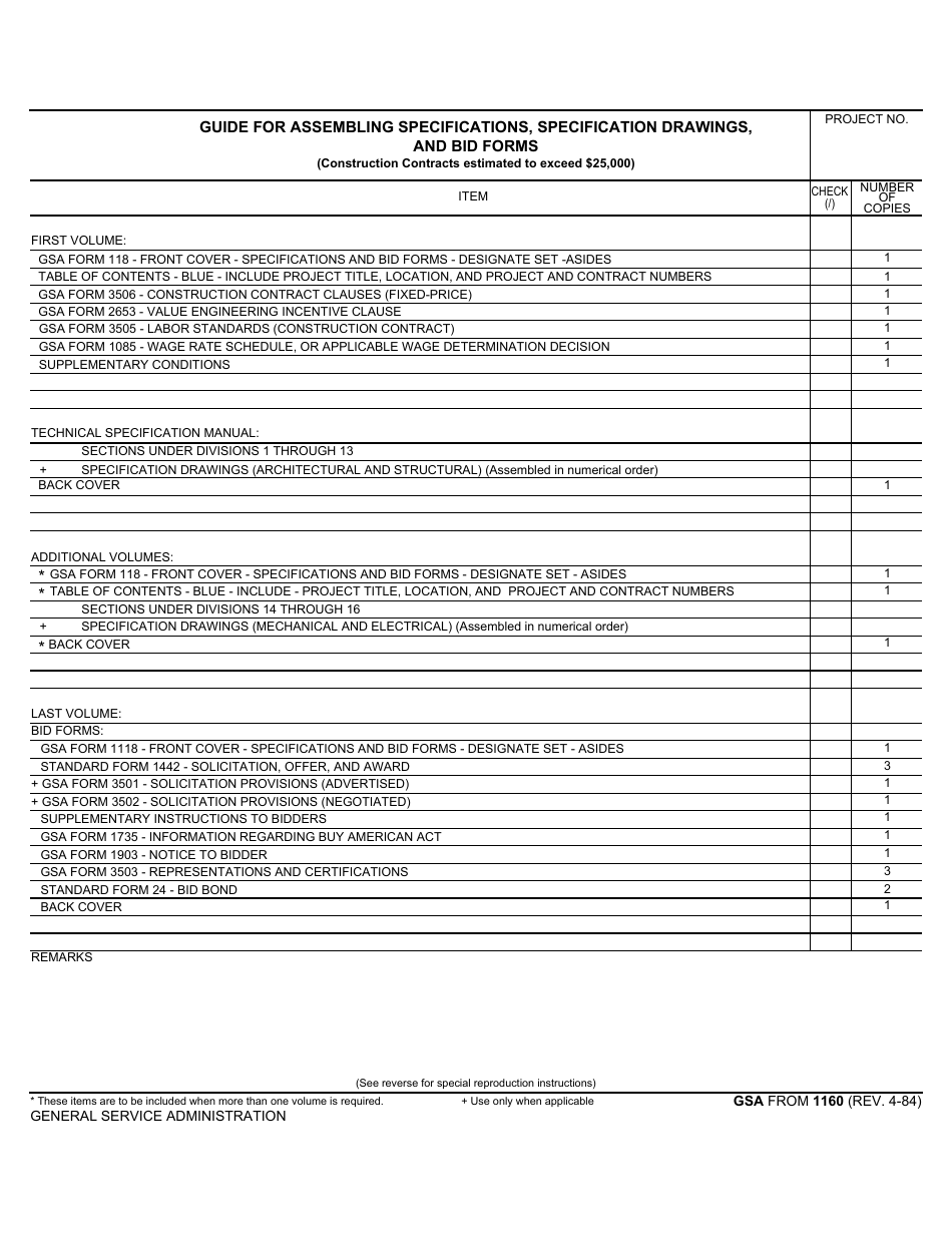 GSA Form 1160 - Fill Out, Sign Online and Download Fillable PDF ...