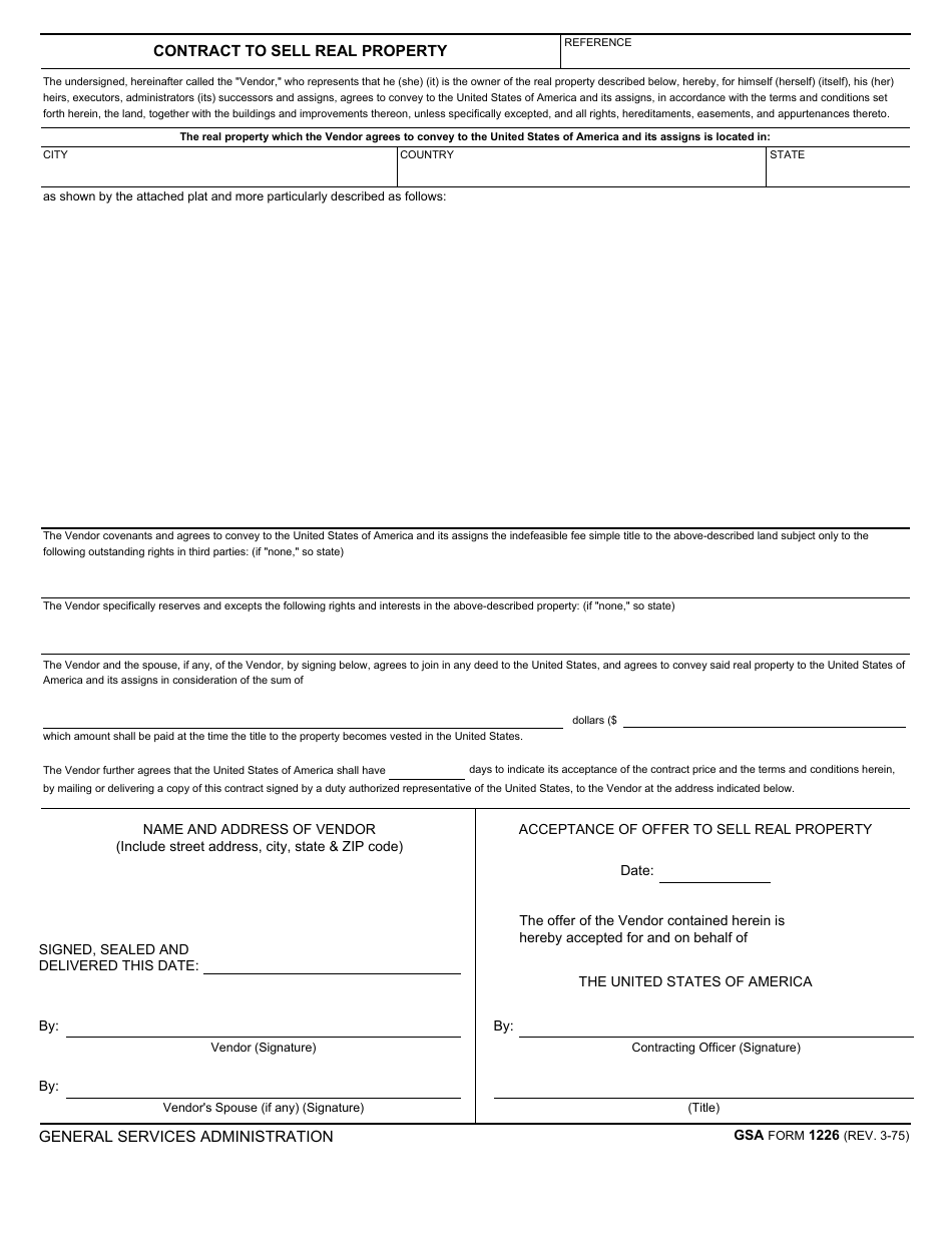 GSA Form 1226 - Fill Out, Sign Online and Download Fillable PDF ...