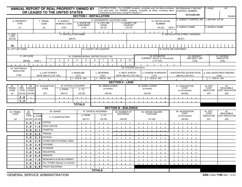 GSA Form 1166 - Fill Out, Sign Online and Download Fillable PDF ...