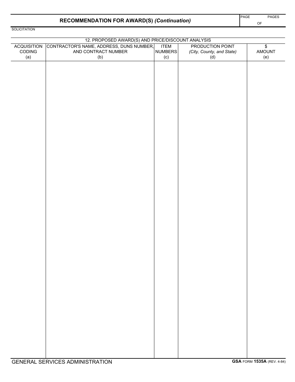 GSA Form 1535A - Fill Out, Sign Online and Download Fillable PDF ...