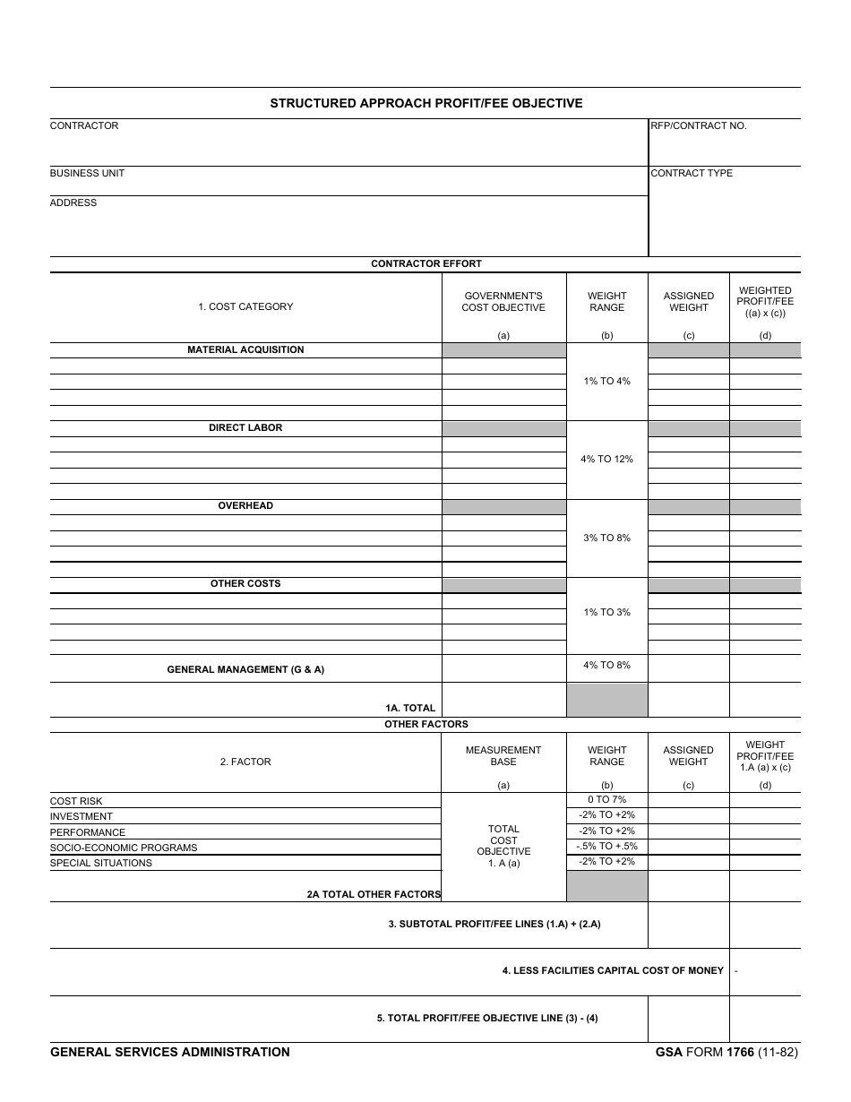 GSA Form 1766 - Fill Out, Sign Online and Download Fillable PDF ...